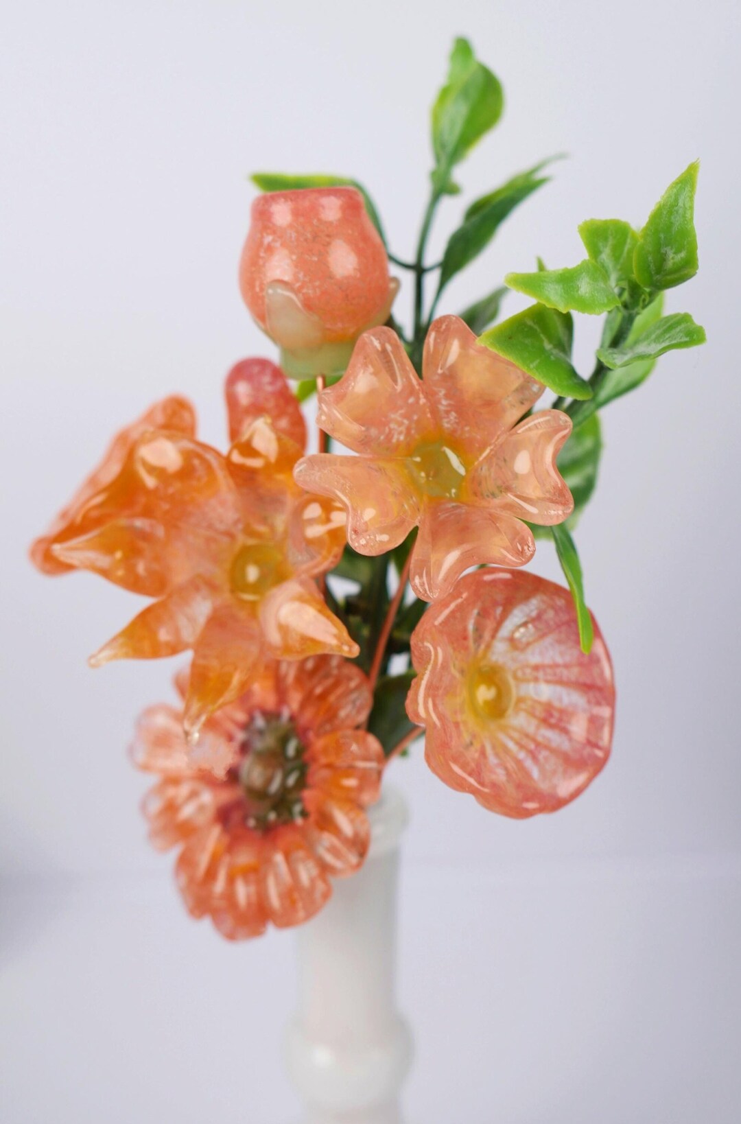 Glass Flower Bouquet, Anniversary Gift, Valentines Day Floral ...
