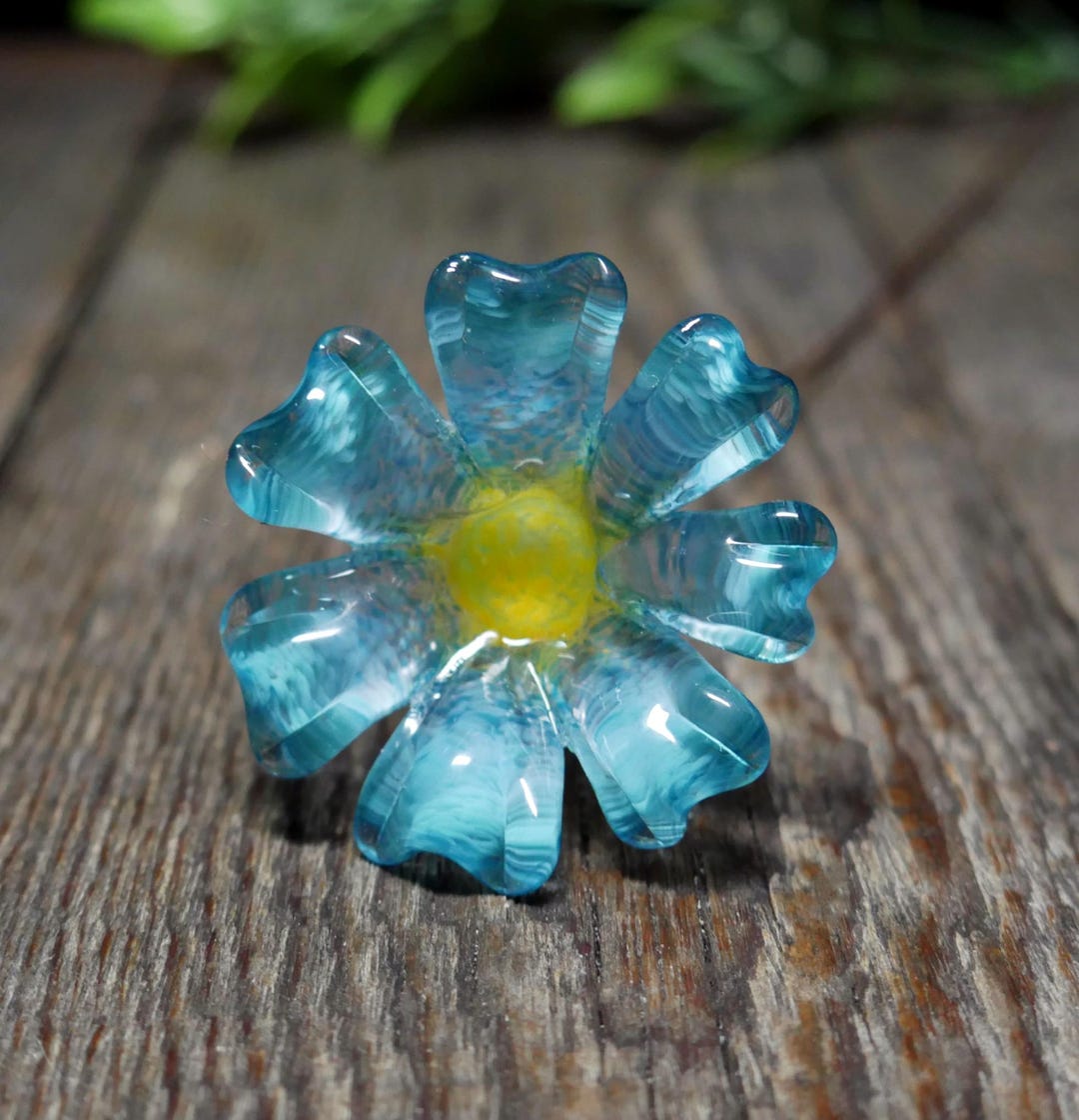 Glass Flower Stem, Blue Glass Flower Stem, Forget Me Not, Anniversary ...