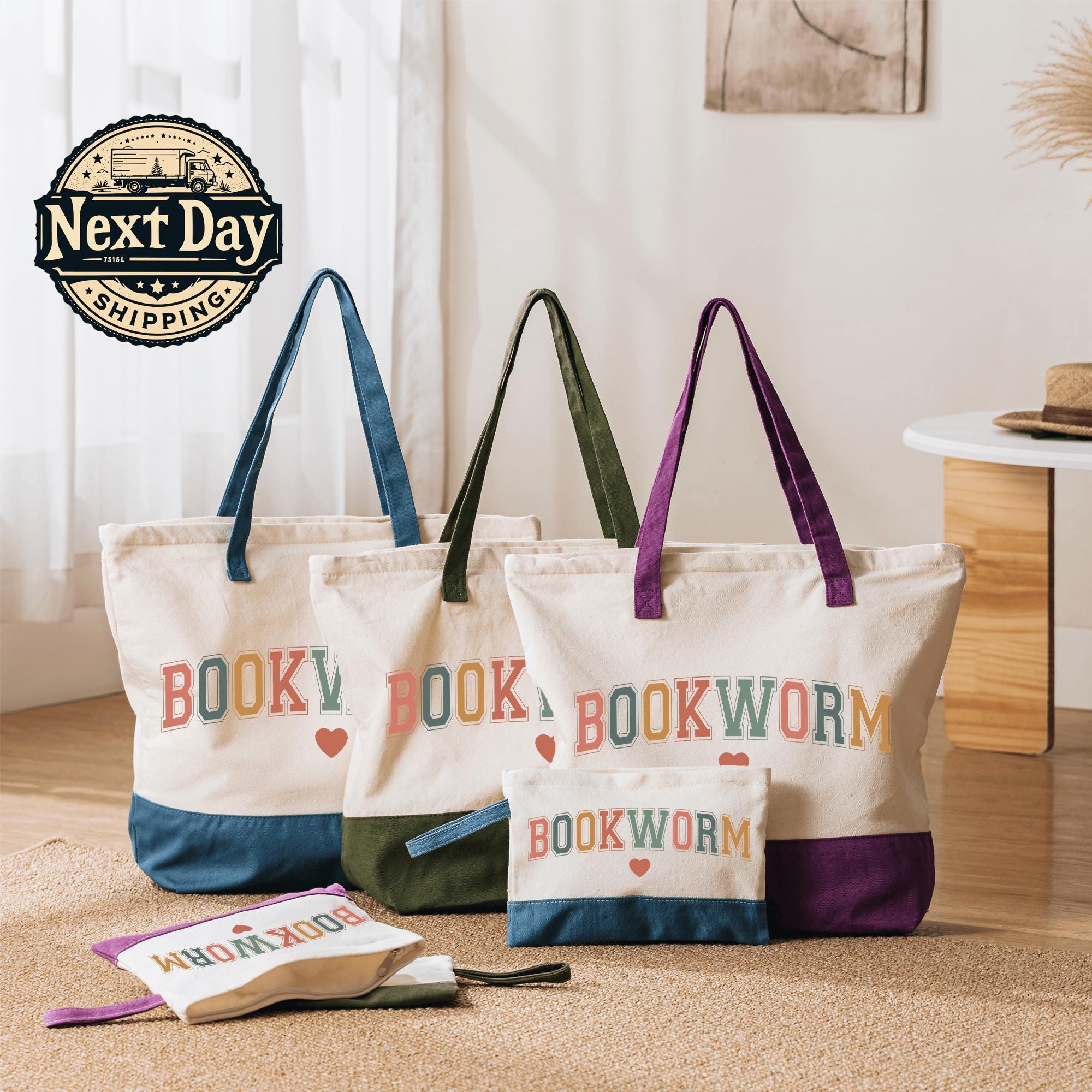 Bookworm Tote Bag, Reading Lover Gift, Cute Literary Design Bag, Book ...