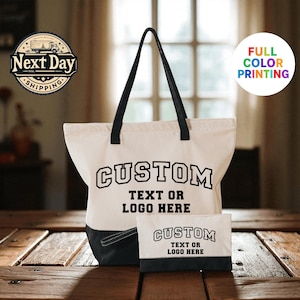 Custom Logo Tote Bag: Personalized Canvas Design - Etsy