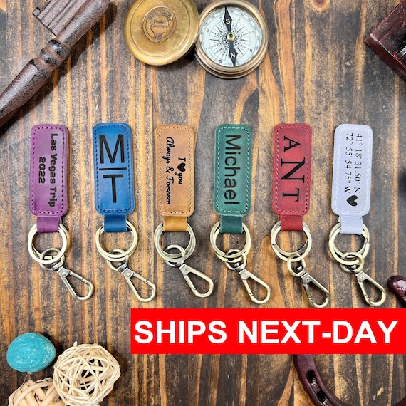 Personalized Leather Keychain Customized Keychaincustom - Etsy