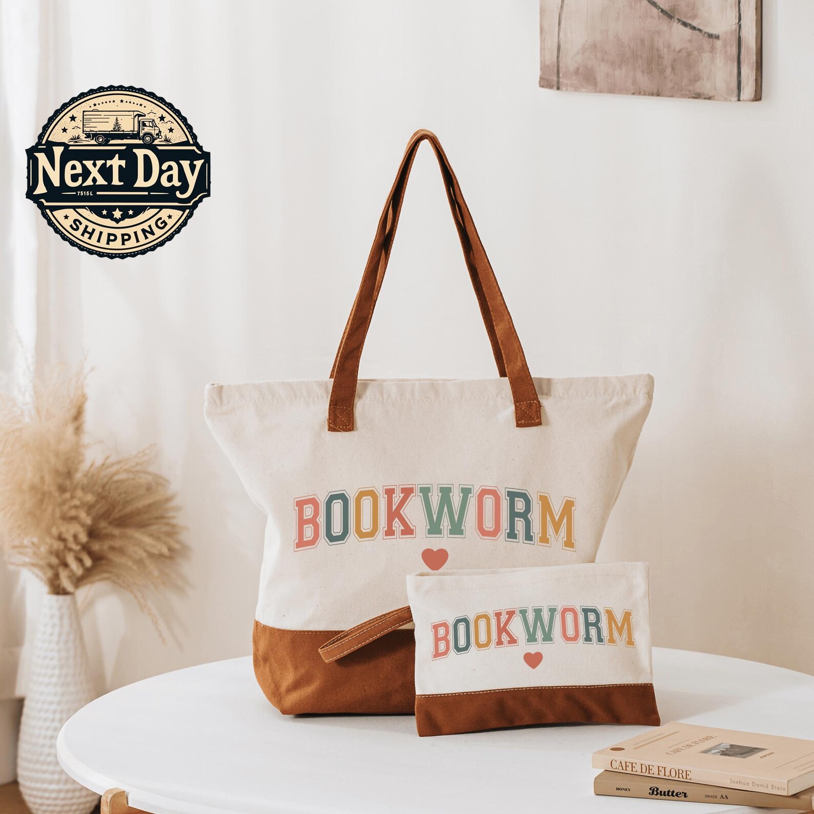 Bookworm Tote Bag, Reading Lover Gift, Cute Literary Design Bag, Book ...