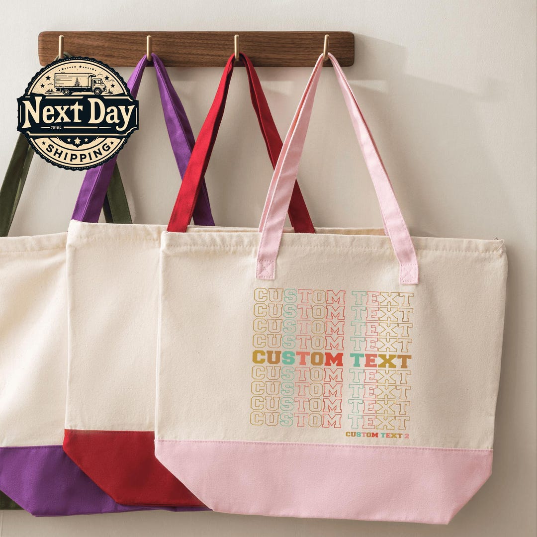 Custom Text Tote Bag, Personalized Quote or Logo Tote, Custom Message ...