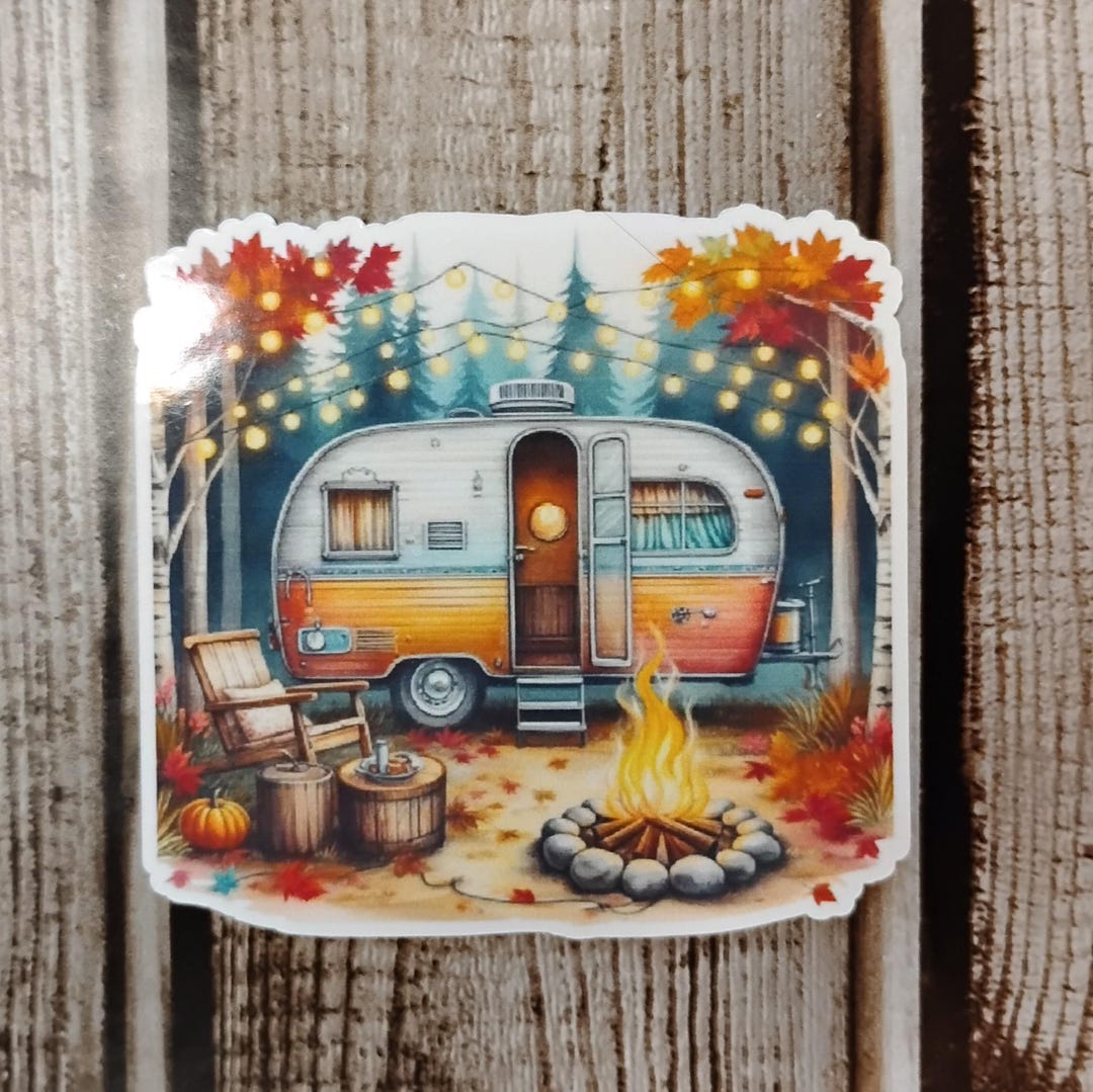 Fall Sticker - Vintage Camper / Fall Camping - Etsy