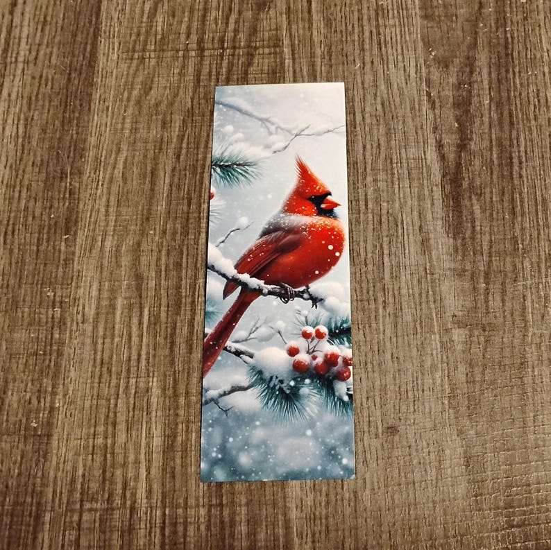 Double Sided Laminated Fall and Winter Cardinal Bookmark Birds Nature ...