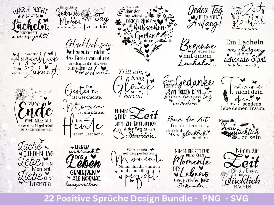 Deutsche Sprüche Plotterdatei - Positive Sprüche Svg - Lieblingsmensch Svg - Inspirierende ...