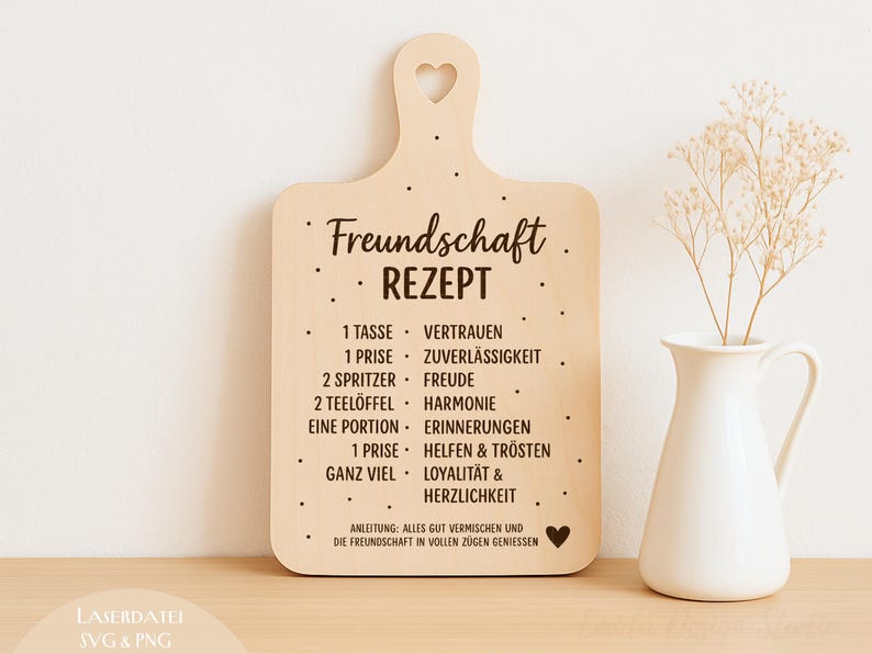 Friendship Recipe Laser File – Cutting Board Engraving SVG PNG ...