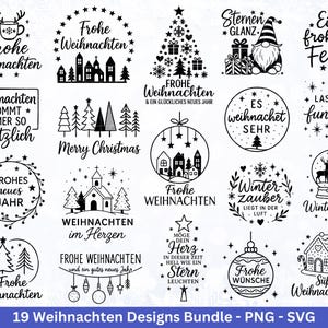 Weihnachten SVG Bundle – Plotterdatei & Laserdatei | Deutsche Sprüche Wintermotive (Kranz, Dorf ...