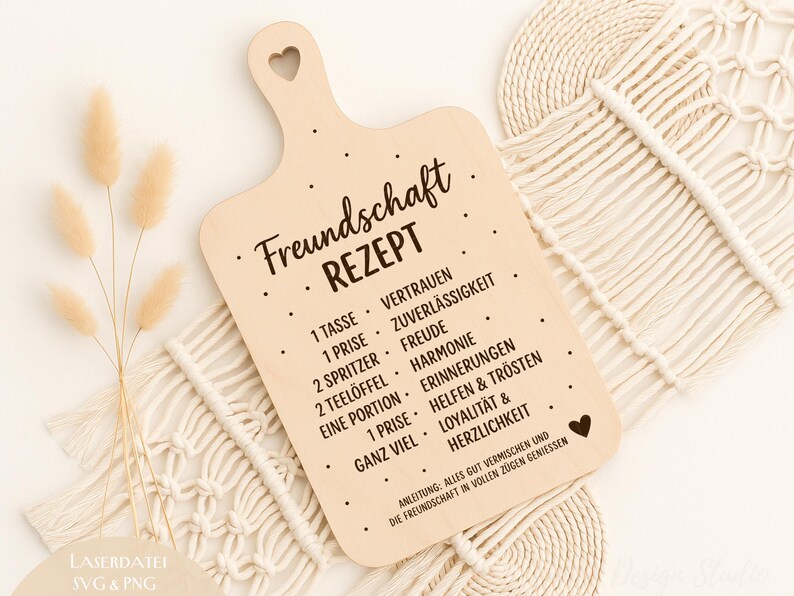 Friendship Recipe Laser File – Cutting Board Engraving SVG PNG ...