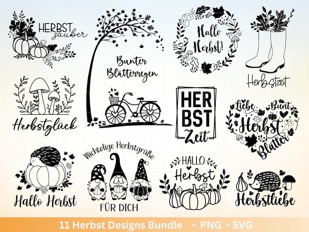 Deutsche Plotterdatei Herbst - Hallo Herbst - Cricut svg - Herbstzauber - Herbstgrüße SVG Bundle ...
