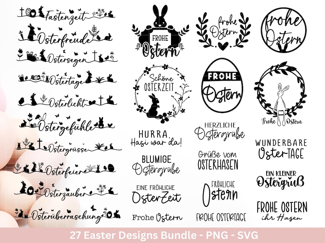 German Easter Plotter File Bundle Svg - Easter Designs German - Easter Cricut Silhouette ...