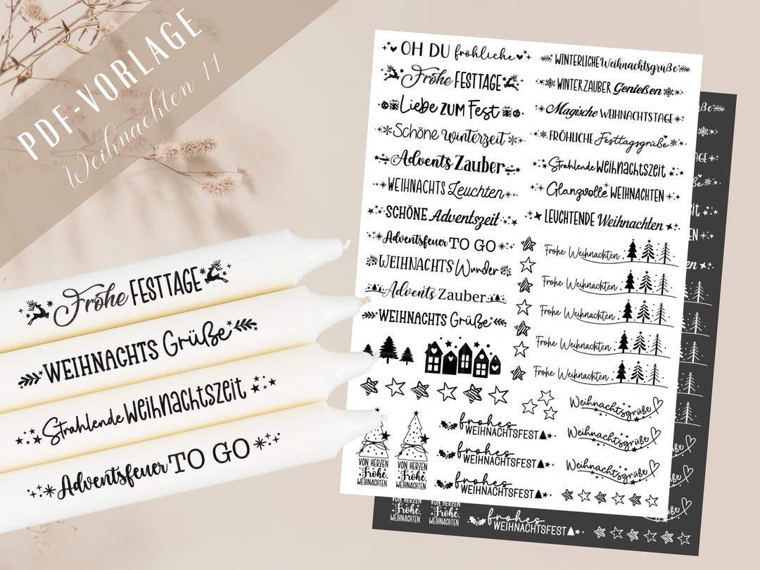 Christmas PDF Template - Candle Tattoo Template - Design Your Own ...
