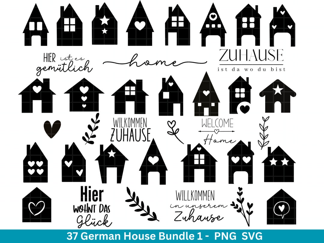 German Weihnachten Häuser Plotterdateien Svg Png - Plotterdatei Home - Zuhause Schriftzüge ...