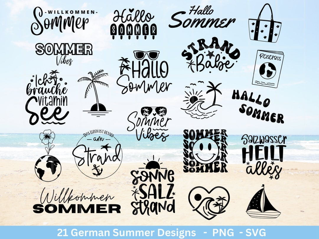 Deutsche Plotterdatei Sommer Urlaub - Strand svg- Sommer svg - Hallo Sommer svg - Cricut ...