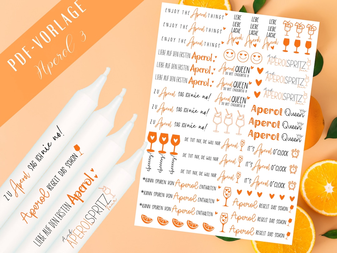 Aperol Candles PDF Template Candle Tattoo Template Aperol Spritz Design ...