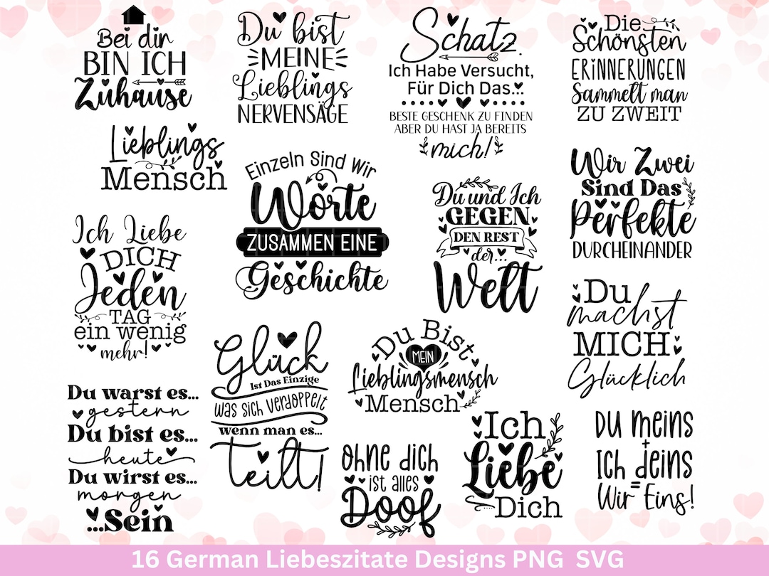 Plotterdatei Liebe Zitate Deutsch Svg - Liebling Herz Svg - Liebe svg - Cricut Silhouette Bundle ...