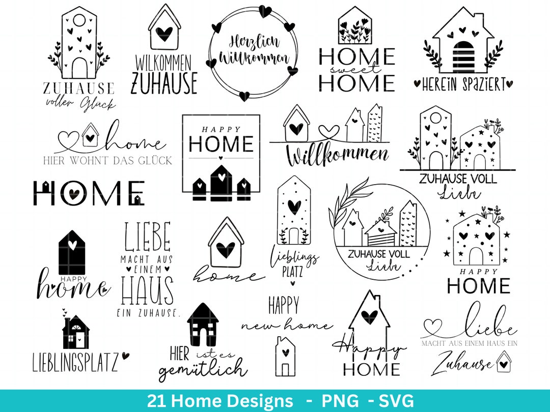 Plotterdatei Home svg Zuhause Schriftzug Sprüche svg Clipart Plotterdatei Deutsch Cricut ...