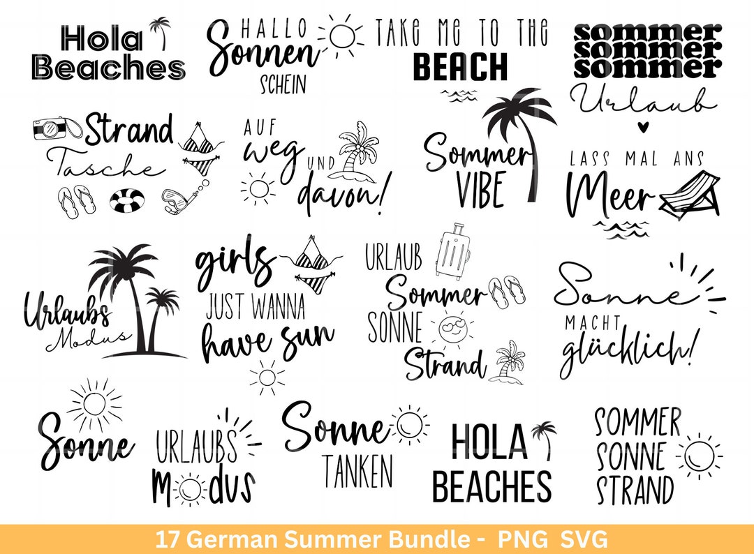 German Sommer Urlaub Plotterdatei svg png Bundle - Strand svg- Sommer ...