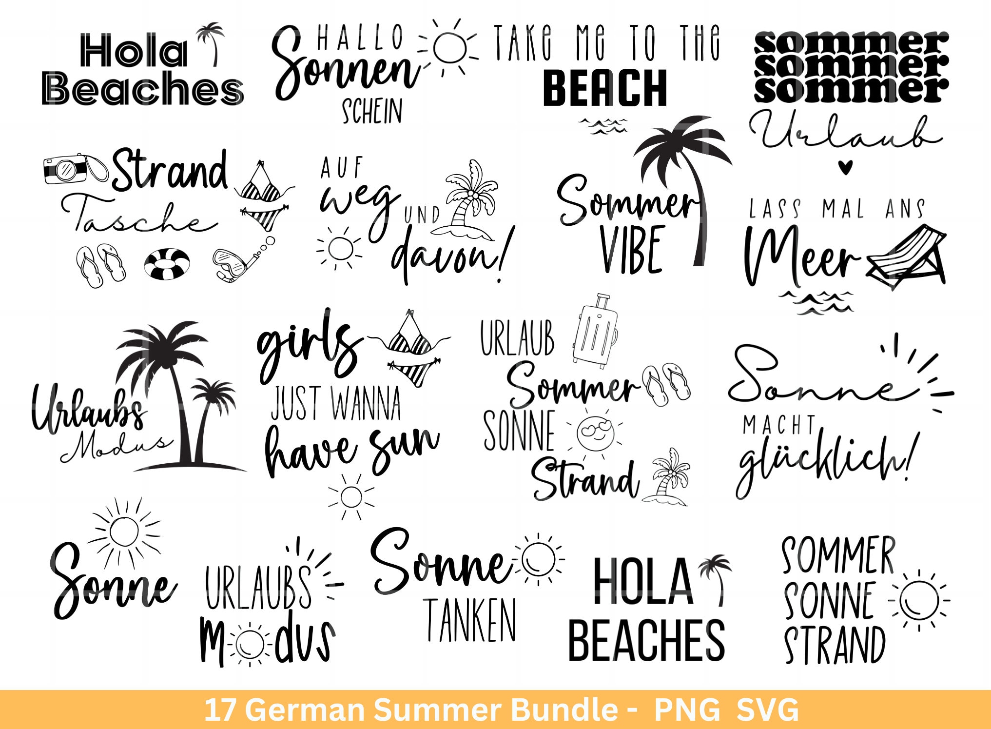 German Sommer Urlaub Plotterdatei svg png Bundle Strand svg - Etsy ...