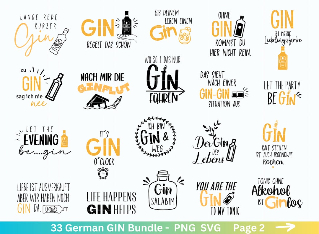 German Gin svg png Bundle - Ginsprüche svg - deutsche Sprüche svg ...
