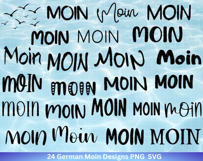 Moin mit Möwe | deutsche Begrüßung im Norden | 6 Varianten | digitaler ...