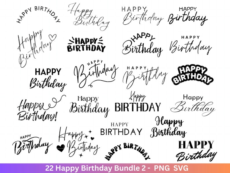 Happy Birthday Plotterdatei Svg png Schriftzüge Cricut - Etsy.de