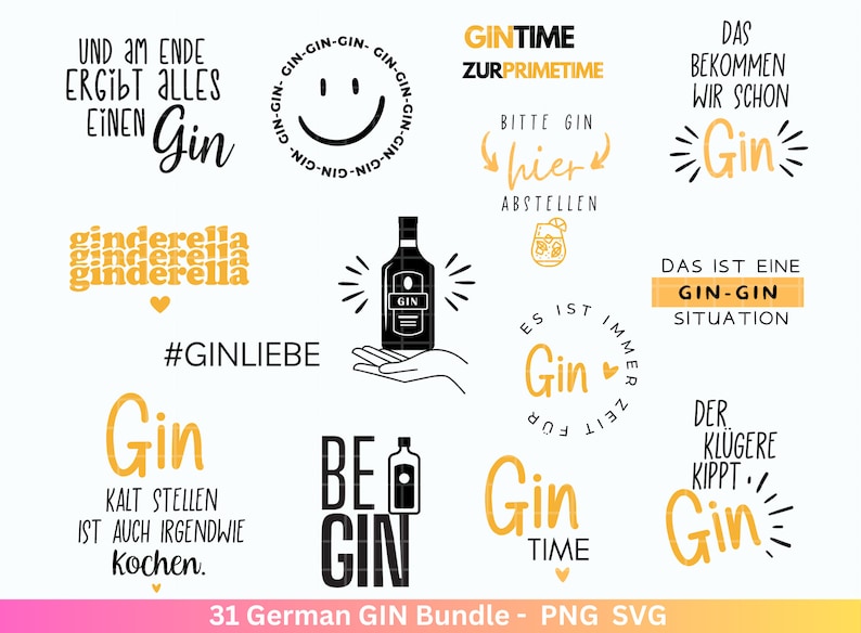 German Gin svg png Bundle Ginsprüche svg deutsche Sprüche - Etsy.de