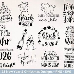 Silvester Plotterdatei - Deutsche Sprüche Svg - Weihnachten Svg - Frohes Neues Jahr 2026 ...