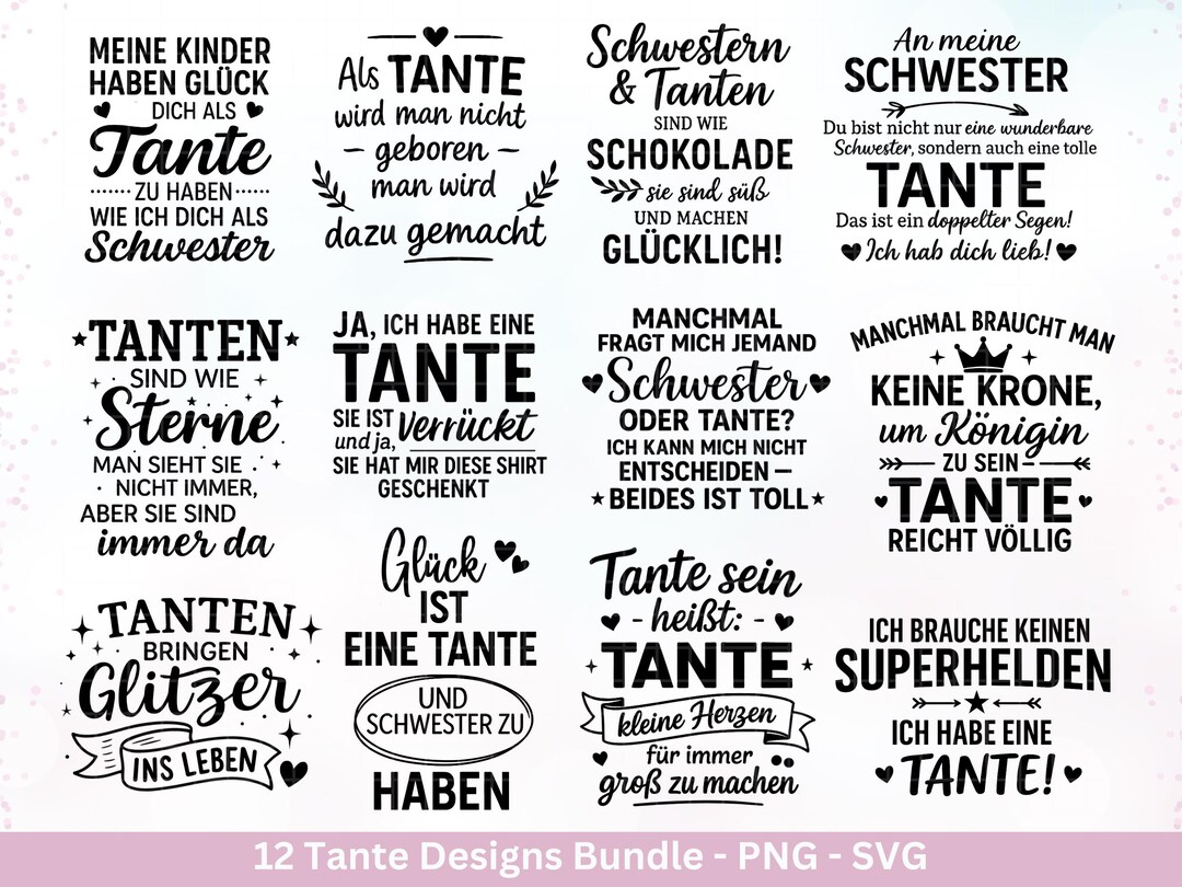 Aunt SVG Plotter File – German Sayings Bundle – Funny and Loving Aunt ...