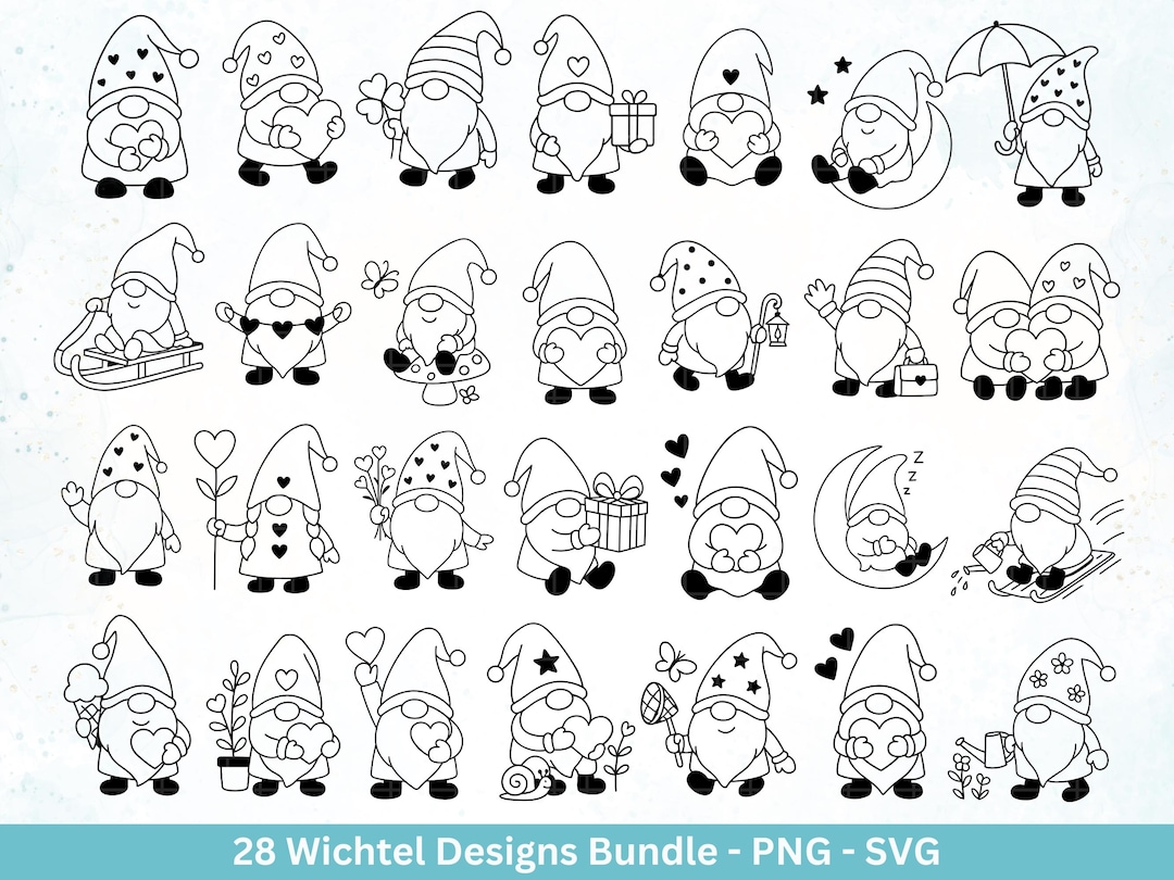 Plotterdatei Wichtel - Gnom Bundle SVG - Kleine Zwerge SVG - Weihnachts-Wichtel - Laserdatei ...