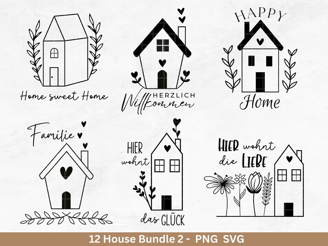 Plotterdatei Willkommen Home svg - Zuhause Schriftzug svg - Clipart Plotterdatei Deutsch ...