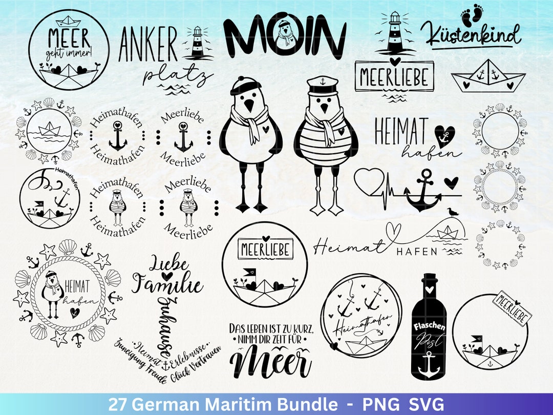 German Nautical Bundle - Moin Plotterdatei - Maritim svg - Nautical Clipart - Leuchtturm svg ...