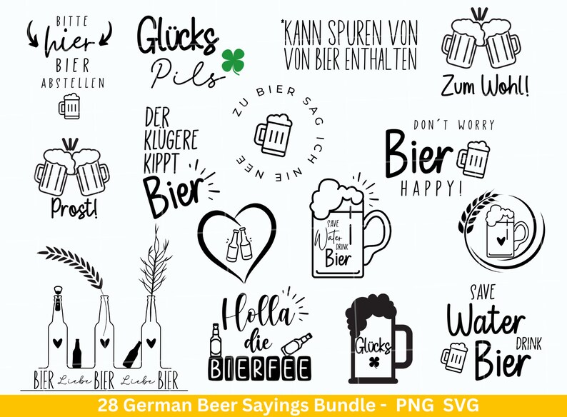 German Beer Sayings Svg Png Bundle - Alcohol Svg - Drinks Svg - Cricut ...