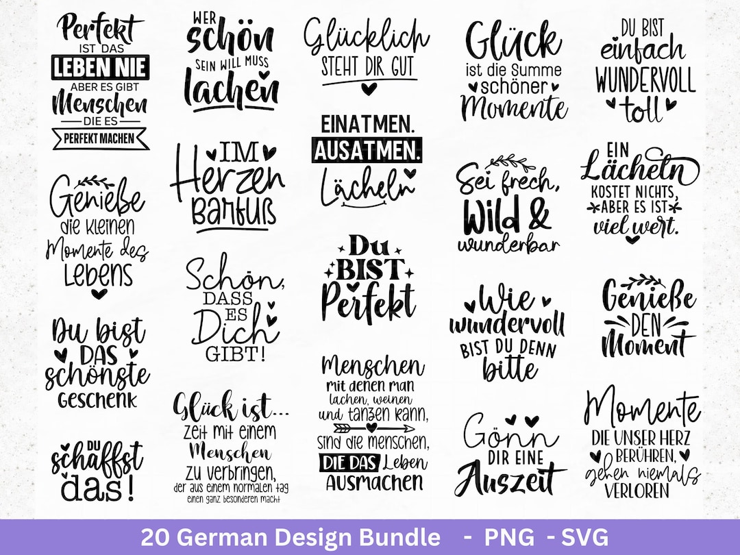 Deutsche Sprüche für Beutel Plotterdatei - Taschensprüche Bundle svg ...