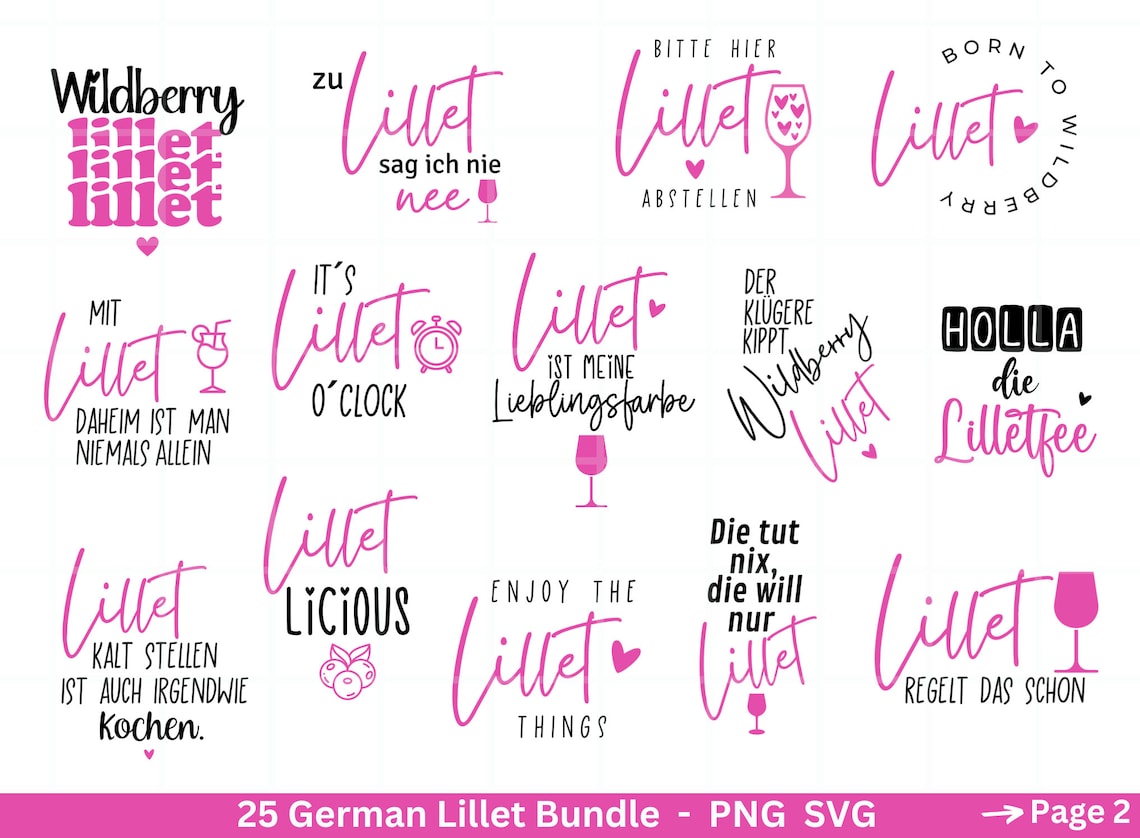 German Lillet svg png Bundle Wildberry Lillet svg Alcohol - Etsy.de