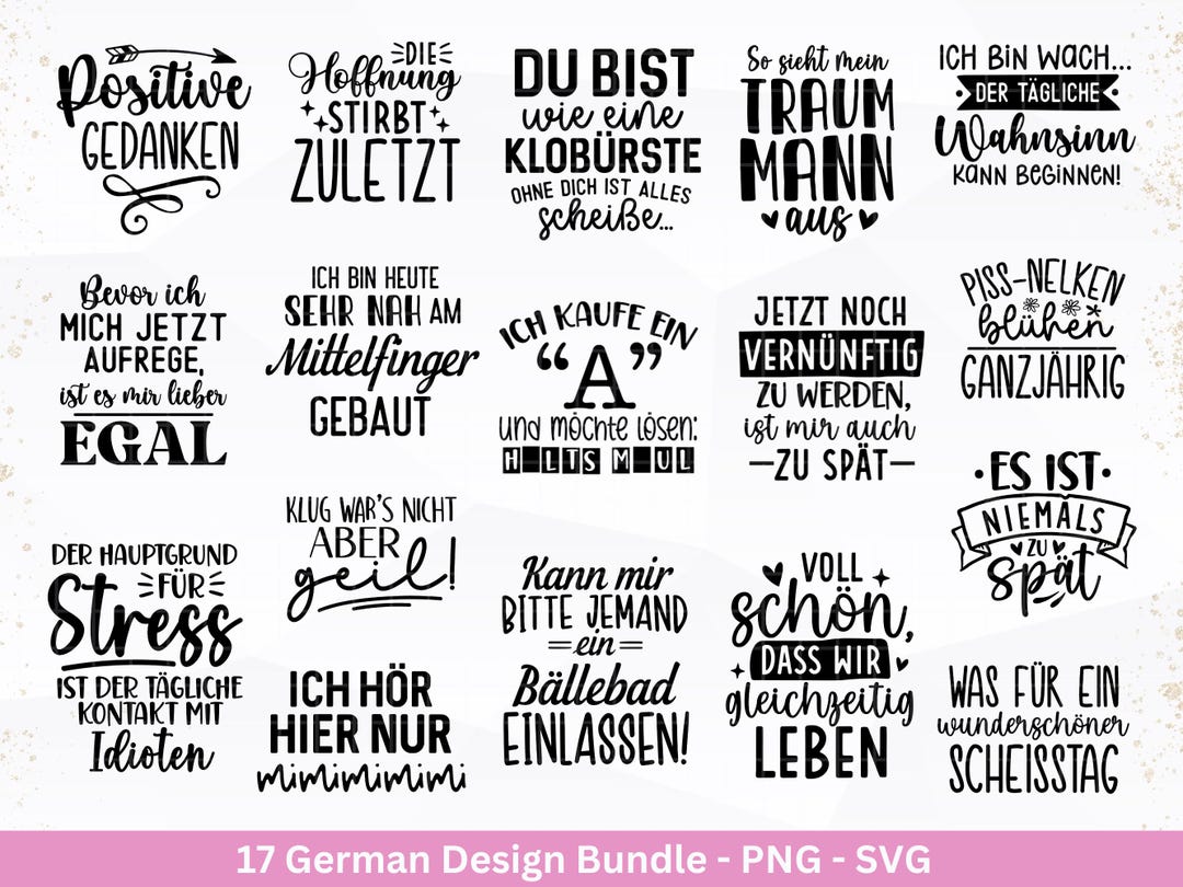 Deutsche Sprüche für Beutel Plotterdatei - Taschensprüche Bundle svg ...