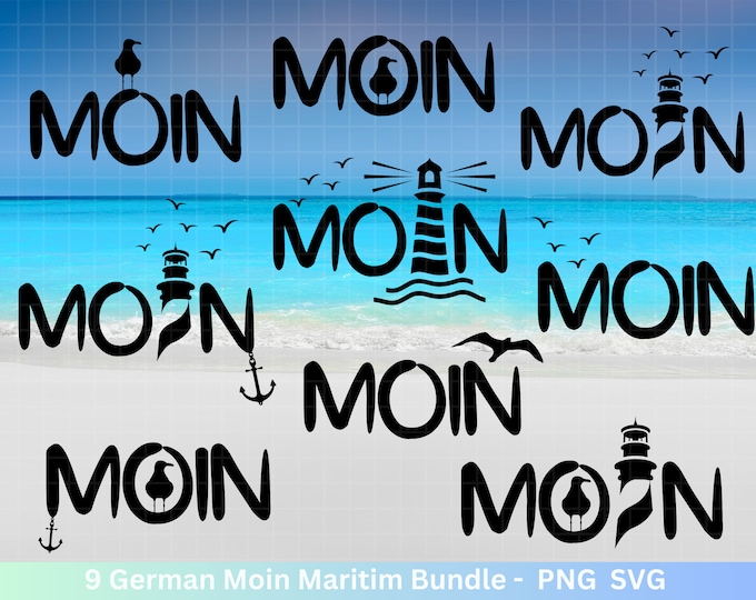 Moin mit Möwe | deutsche Begrüßung im Norden | 6 Varianten | digitaler ...