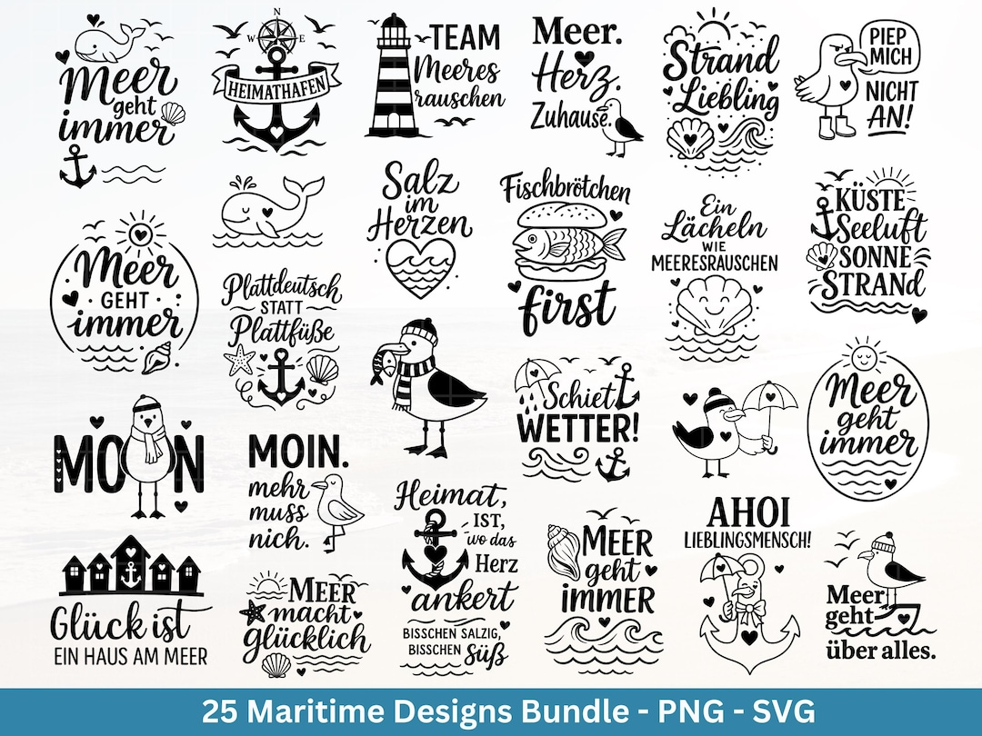 Plotterdatei Maritim - Moin Svg - Maritim Svg - Leuchtturm Svg - Möwen ...