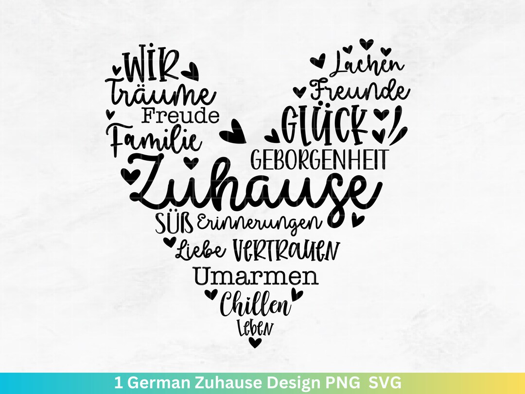 German Plotter File Happiness - Plotter File as a Heart - Heart Svg ...