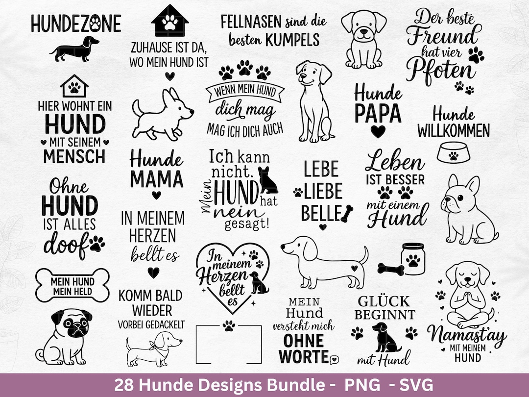Hunde Plotterdatei Bundle – Lustige Hund Sprüche & Pfoten Motive ...