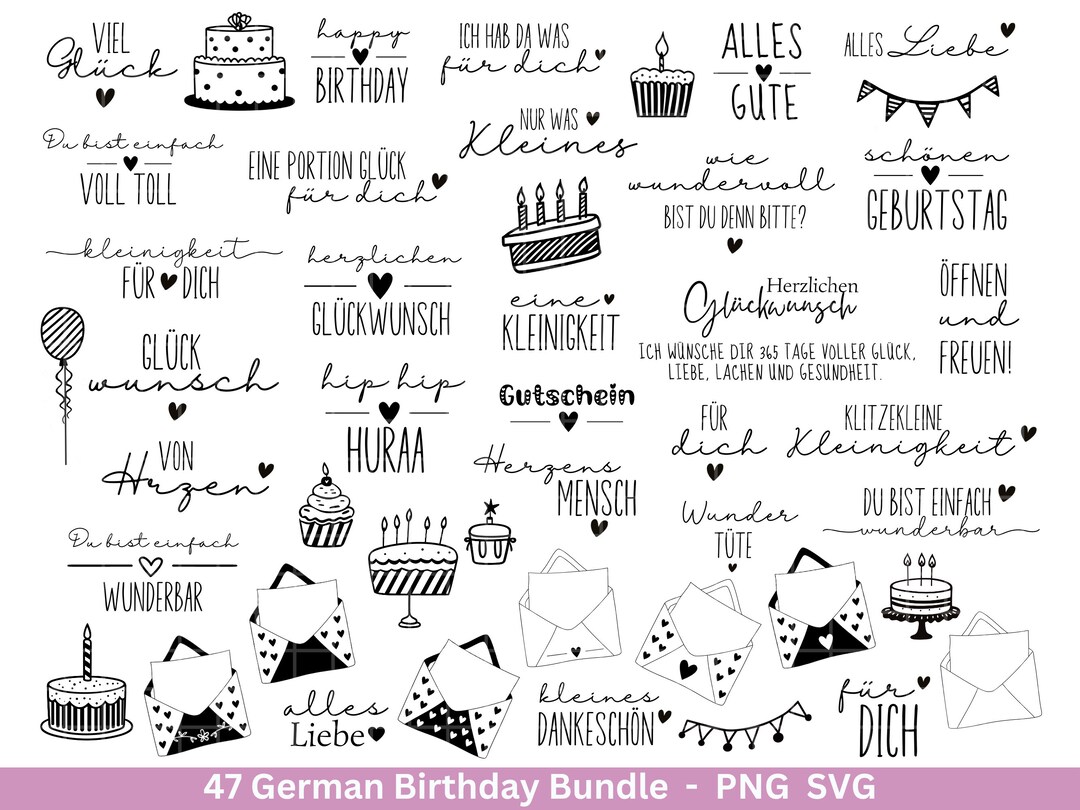 German Geburtstag Plotterdatei Bundle svg - Geburtstagssprüche deutsch - Geburtstag Cricut ...