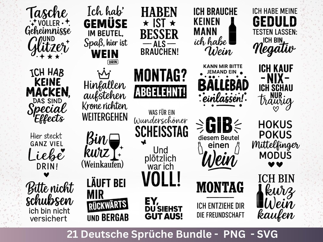 Funny German Sayings SVG – Bag Sayings Bundle | Plotter File | Laser ...