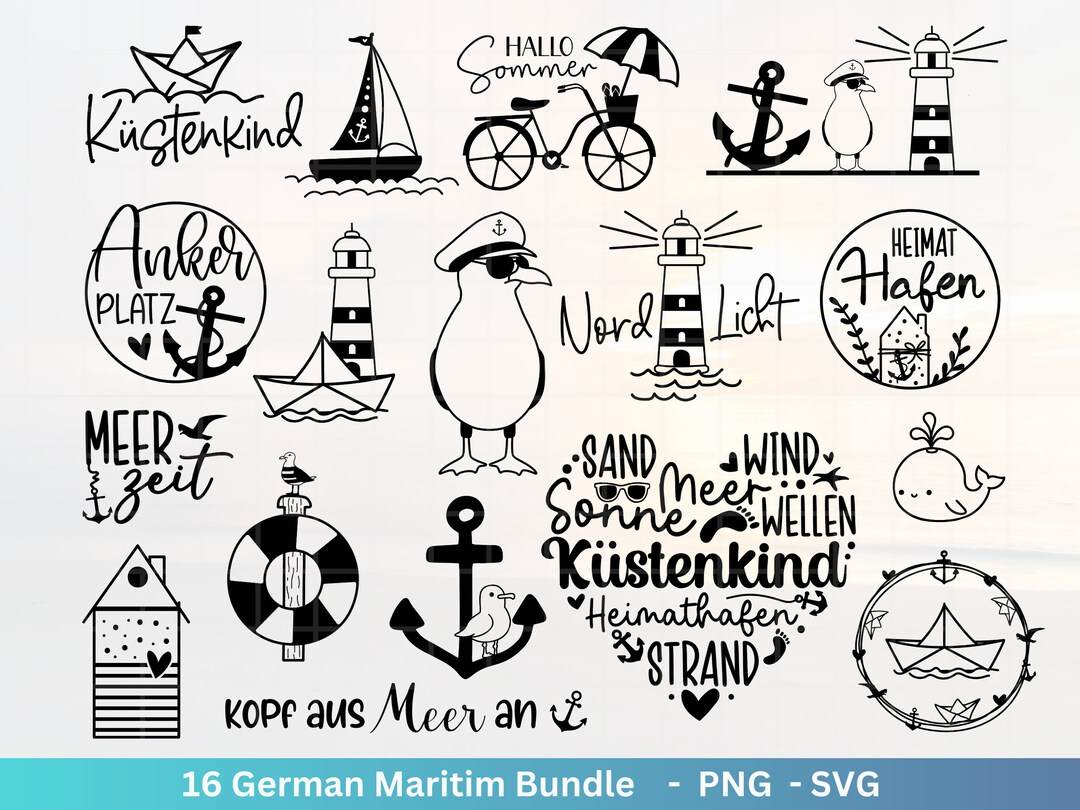 German Nautical Bundle - Moin Plotterdatei - Maritim svg - Nautical Clipart - Leuchtturm svg ...