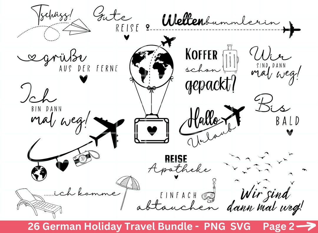 German Reisen Plotterdatei svg png Bundle - Strand svg- Sommer svg ...