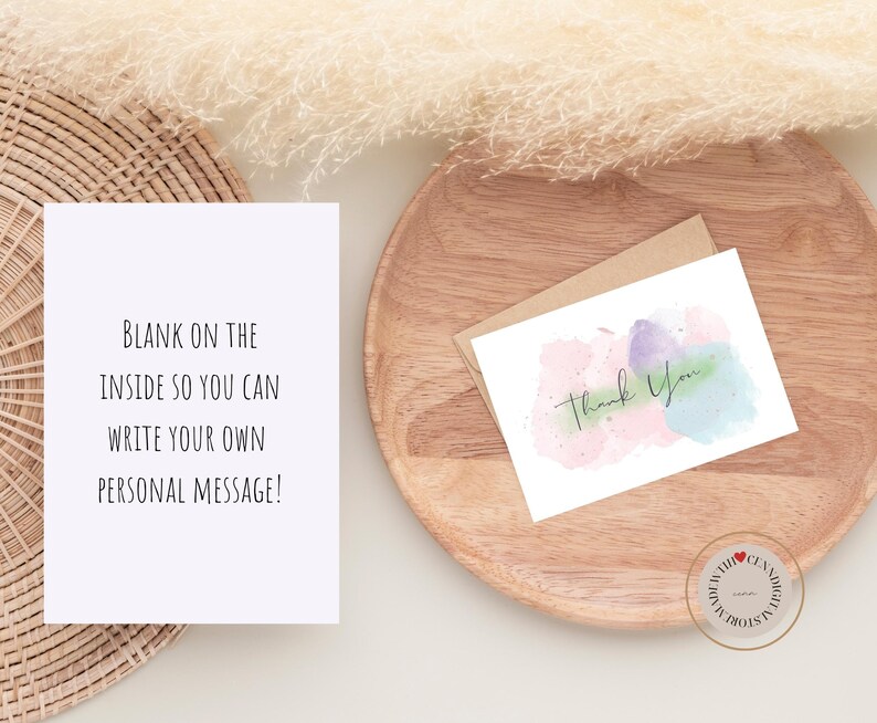 Printable Thank You Card, Instant Download 7 X 5 Thank You Card ...
