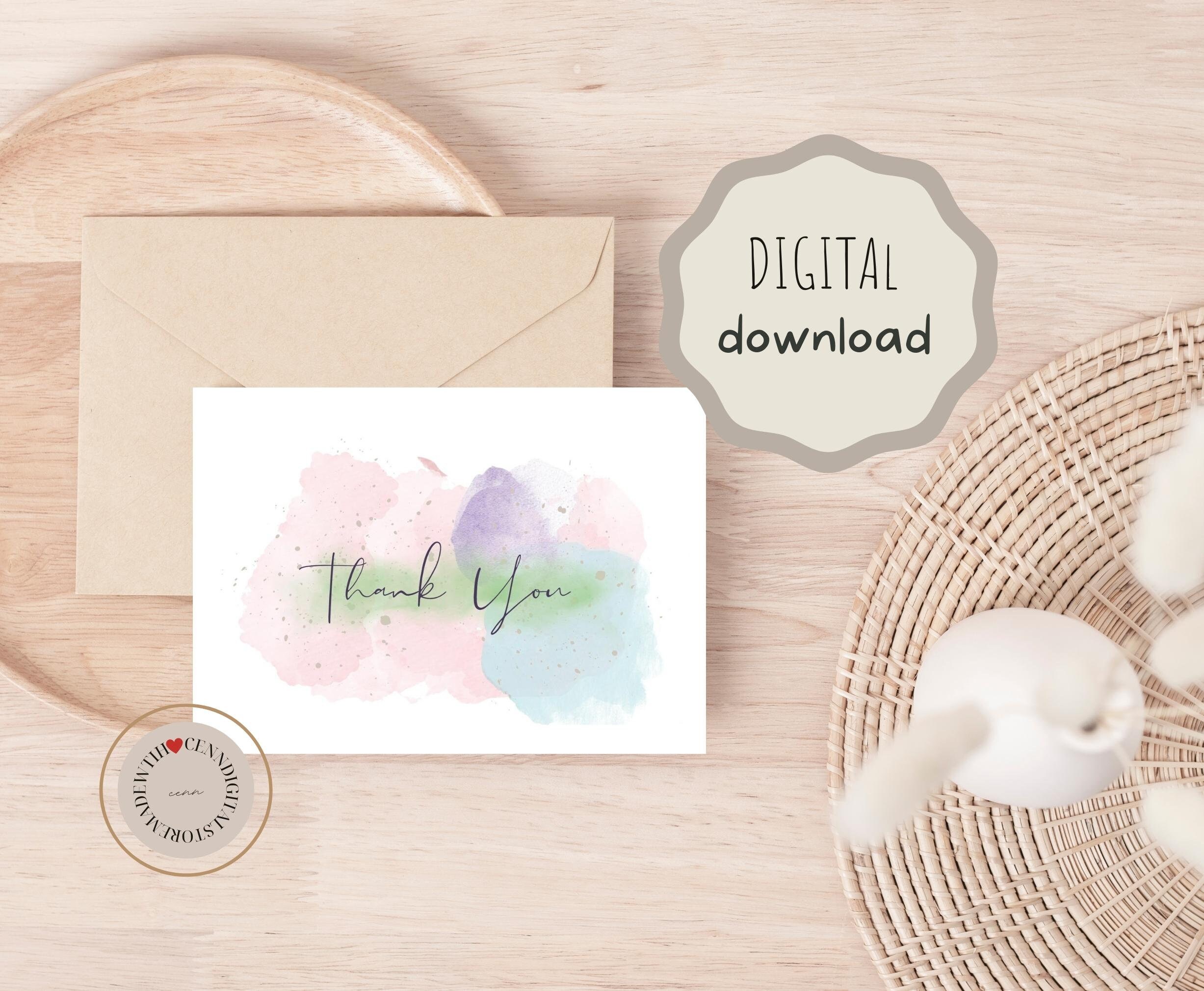 Printable Thank You Card, Instant Download 7" X 5" Thank You Card ...