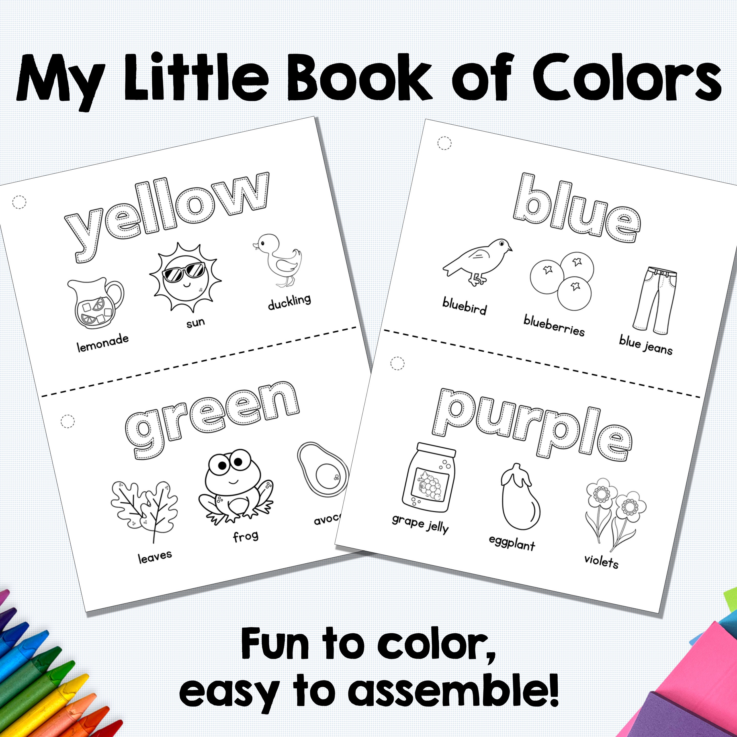 Printable Colors Book for Prek and Kindergarten Black and White ...