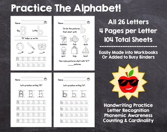 Printable Alphabet Book for Prek and Kindergarten Black and - Etsy