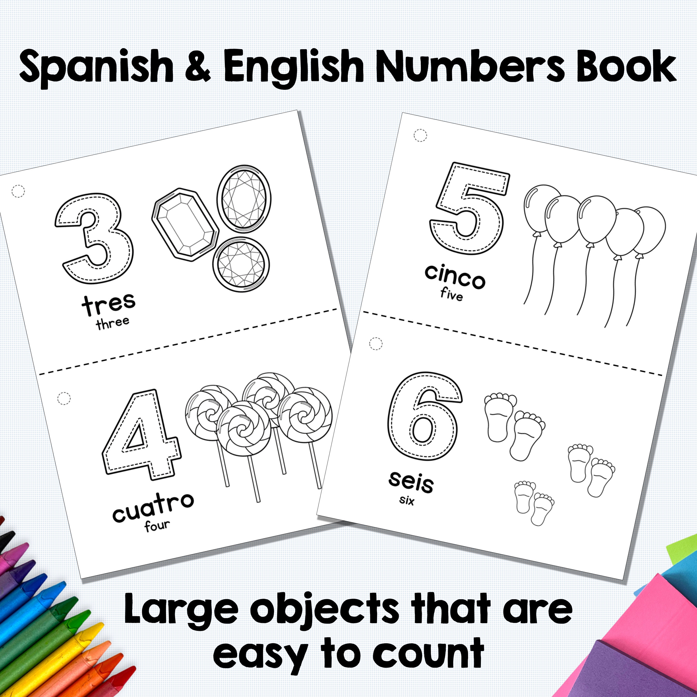 Printable Numbers 1-10 Book in Spanish & English (español Y Inglés) for ...