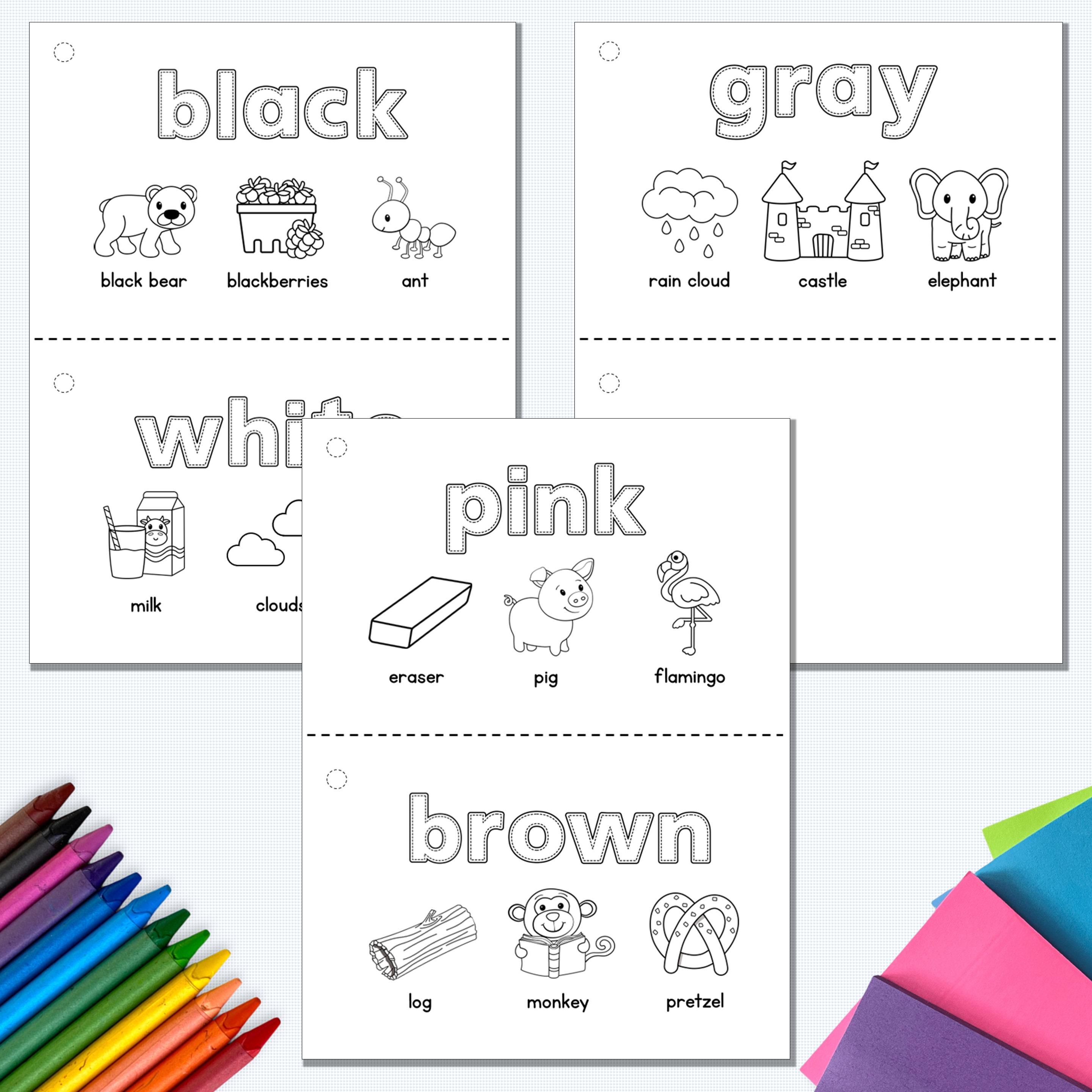 Printable Colors Book for Prek and Kindergarten Black and White ...